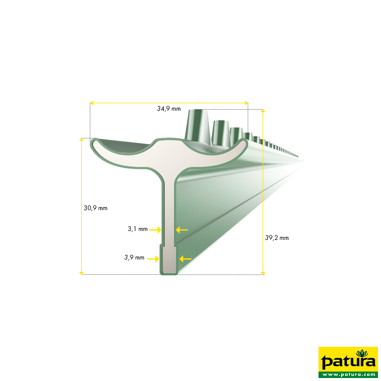 Piquet en T, acier laqué vert, 2,13 m (cloture 1,73 m), la palette de ...