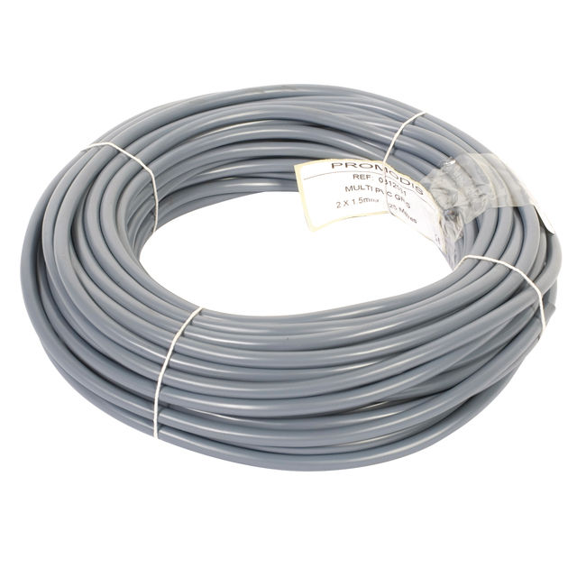 Cable multiconducteur gris 2x1,5mm² rouleau de 25m Câbles & cosses ...