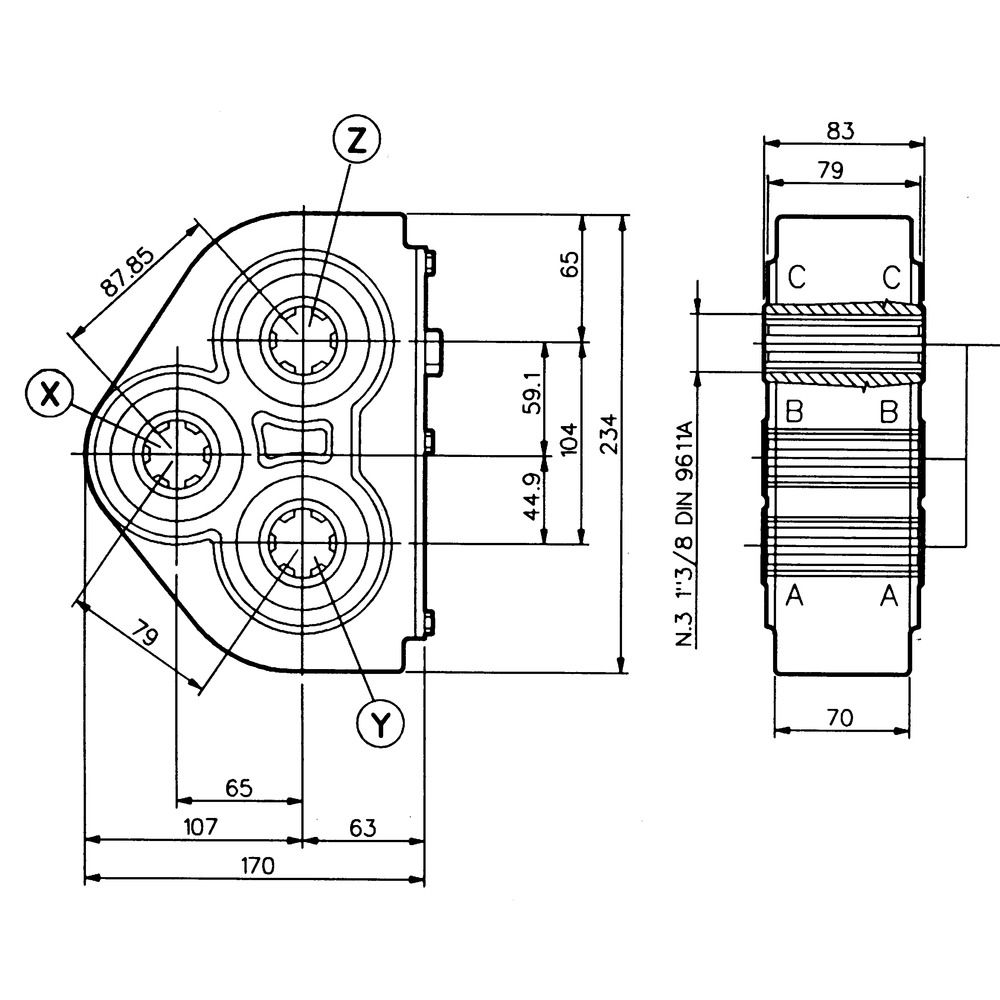 Boitier inverseur réducteur prise de force Bondioli pavesi