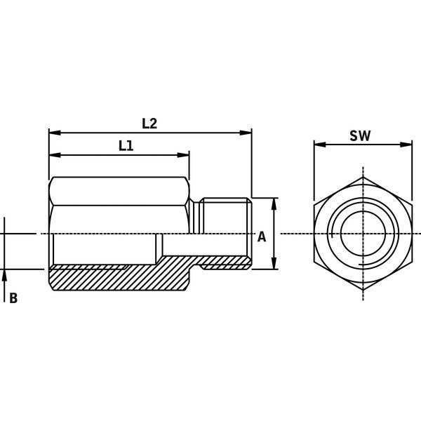 Réduction hydraulique BSP/métrique 1/2-M18x1.5
