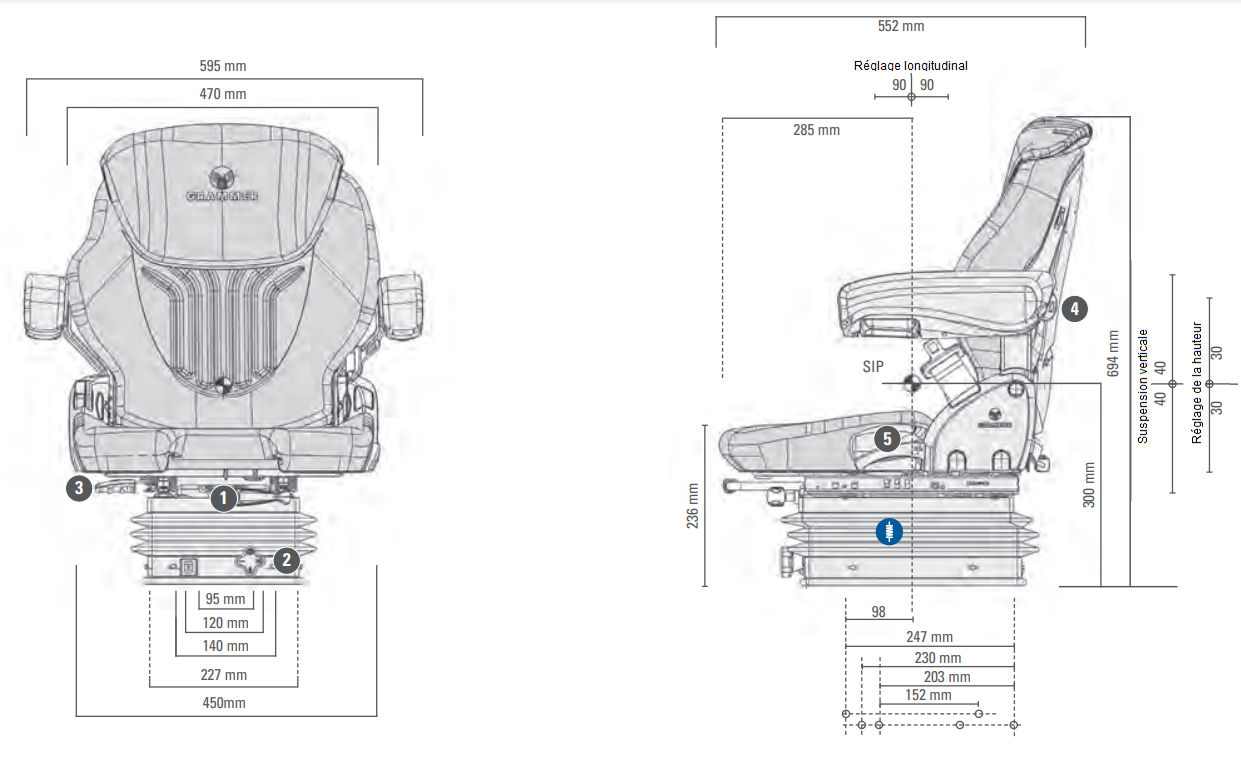 Siege tracteur Compacto Basic M Grammer MSG83/521