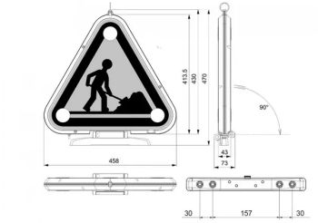 Triflash LED 10-30V 500 mm Sacex Classe II avec câble de pliage Panneau ...