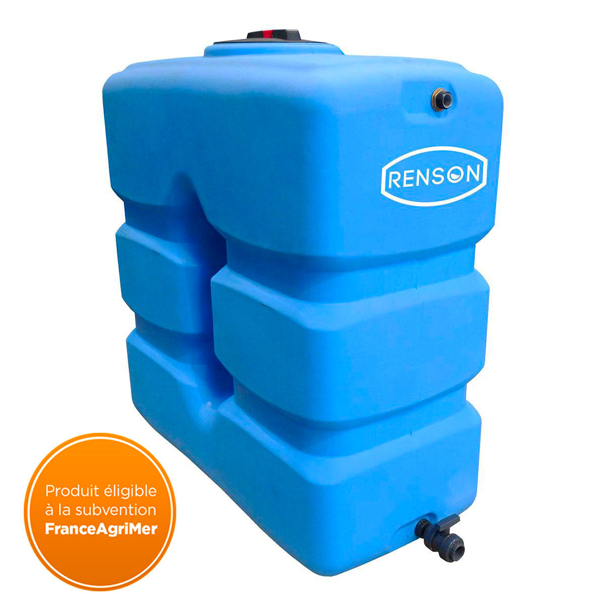 Cuve à eau 1000L verticale bleue espace reduit pré-équipée Cuve de ...