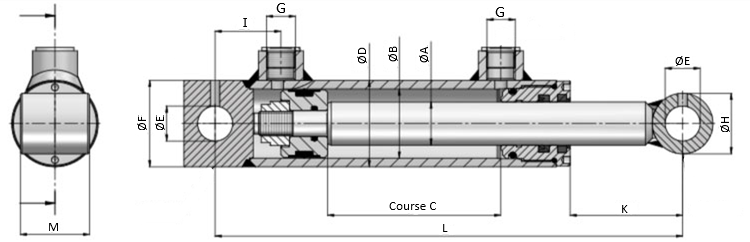 Vérin double effet Ø30x50 C700