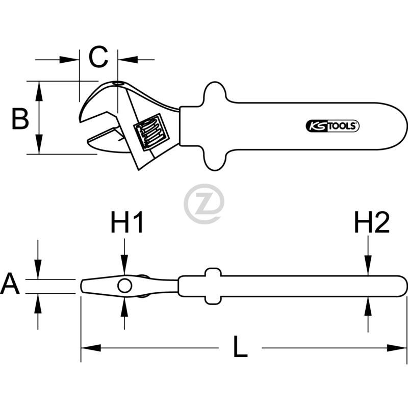 Clé à molette isolée, 34 mm Clé - AGZ000703589