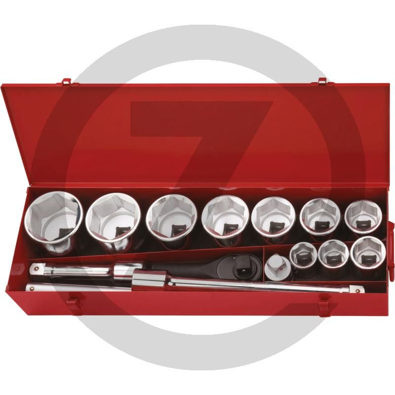 KS Tools Jeu de clés à douilles 1" CLASSIC - 22 pièces, dans un coffret robuste en tôle d'acier ...