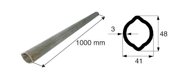 Tube profil citron femelle 41x48 mm Lg1000mm Walterscheid 751500