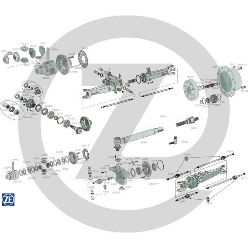 ZF Mâchoire double de pont Pièces diverses de pont avant - AGZ000779556