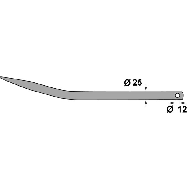 Dent de fourche ø25 lg 550 pliee percee ø12 horizontal type mx av sdt ...