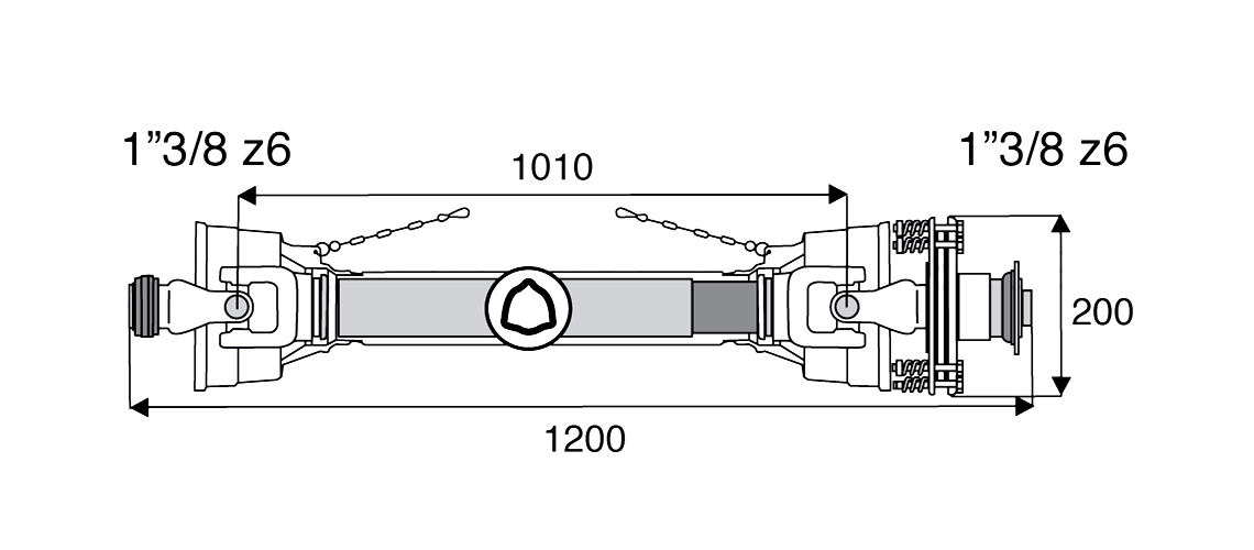 Cardan 1010 mm avec sécurité à friction et roue libre