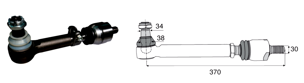 Rotule de direction + rotule axiale Claas Xerion Rotule et barre de ...