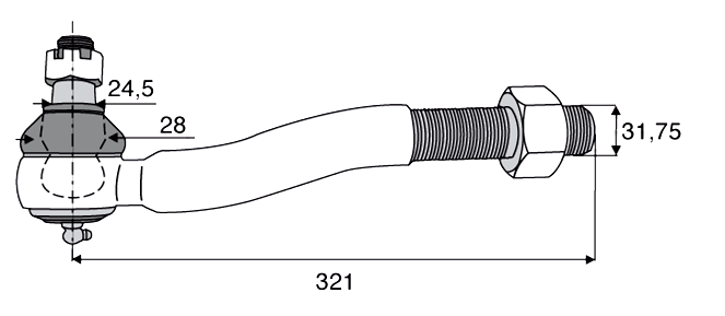 Rotule de direction New Holland M38x1.5 G L520 mm 87455742 Rotule et ...