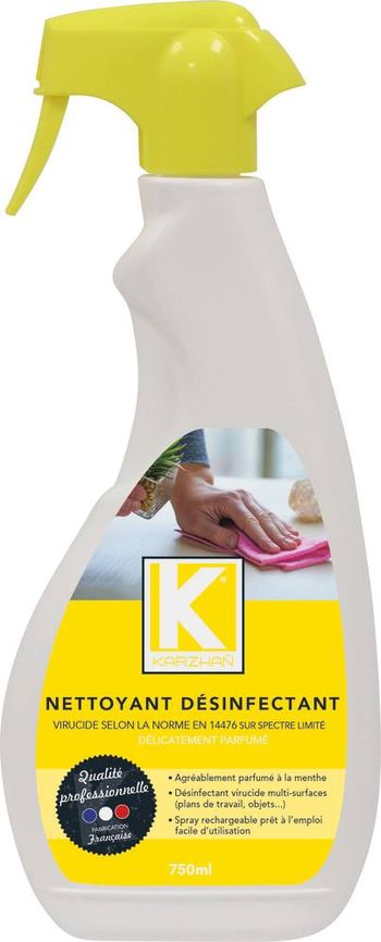 Désinfectant et nettoyant multi-surfaces virucide parfum menthe - lot de 12 flacons spray de ...